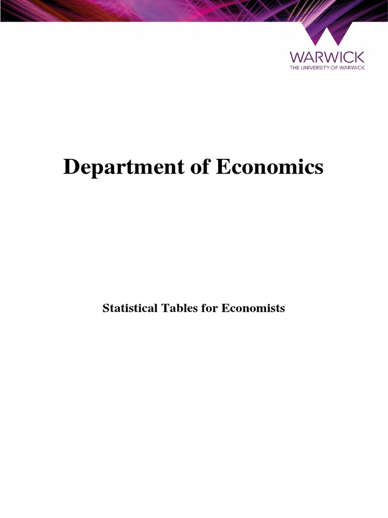 Statistical Tables for Economists | PDF | Probability Theory | Normal ...