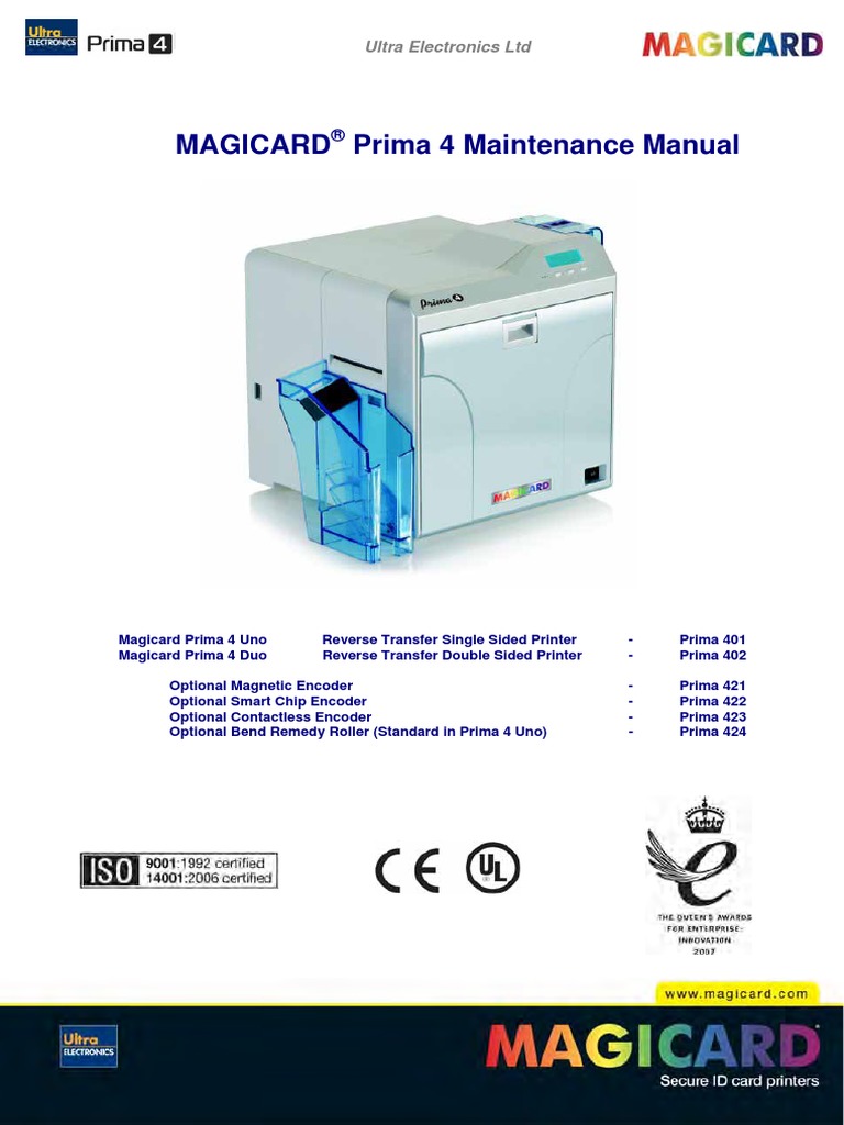 Magicard Prima 4 Maintenance Manual: Ultra Electronics LTD | PDF ...