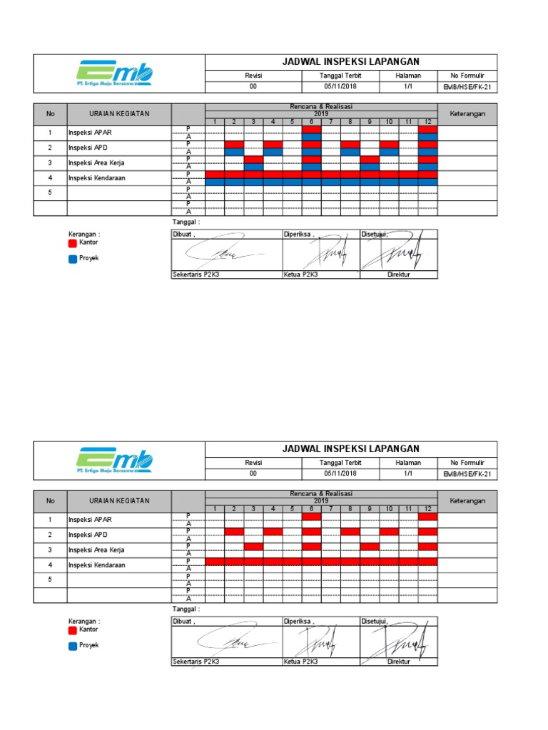 Jadwal Inspeksi Lapangan | PDF