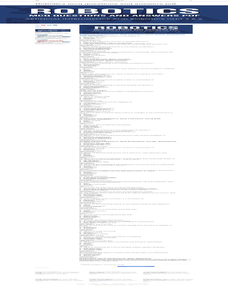 Artificial Intelligence and Robotics MCQ SPPU Questions and Answers ...
