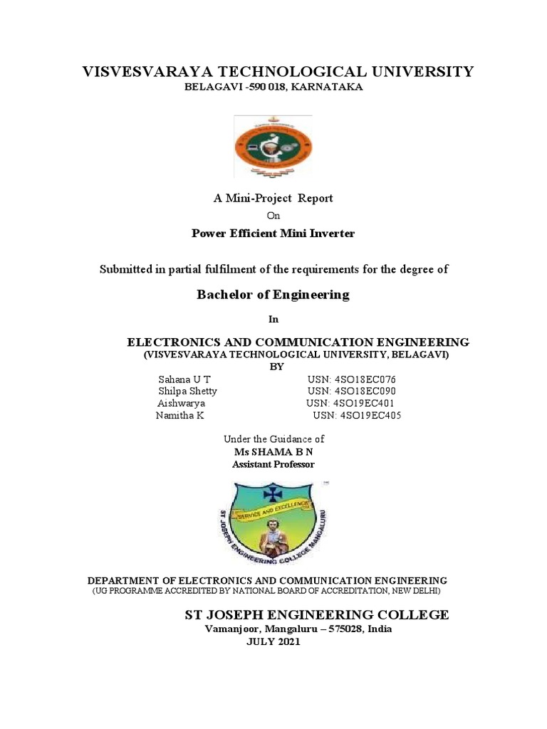 Visvesvaraya Technological University: A Mini-Project Report | PDF ...