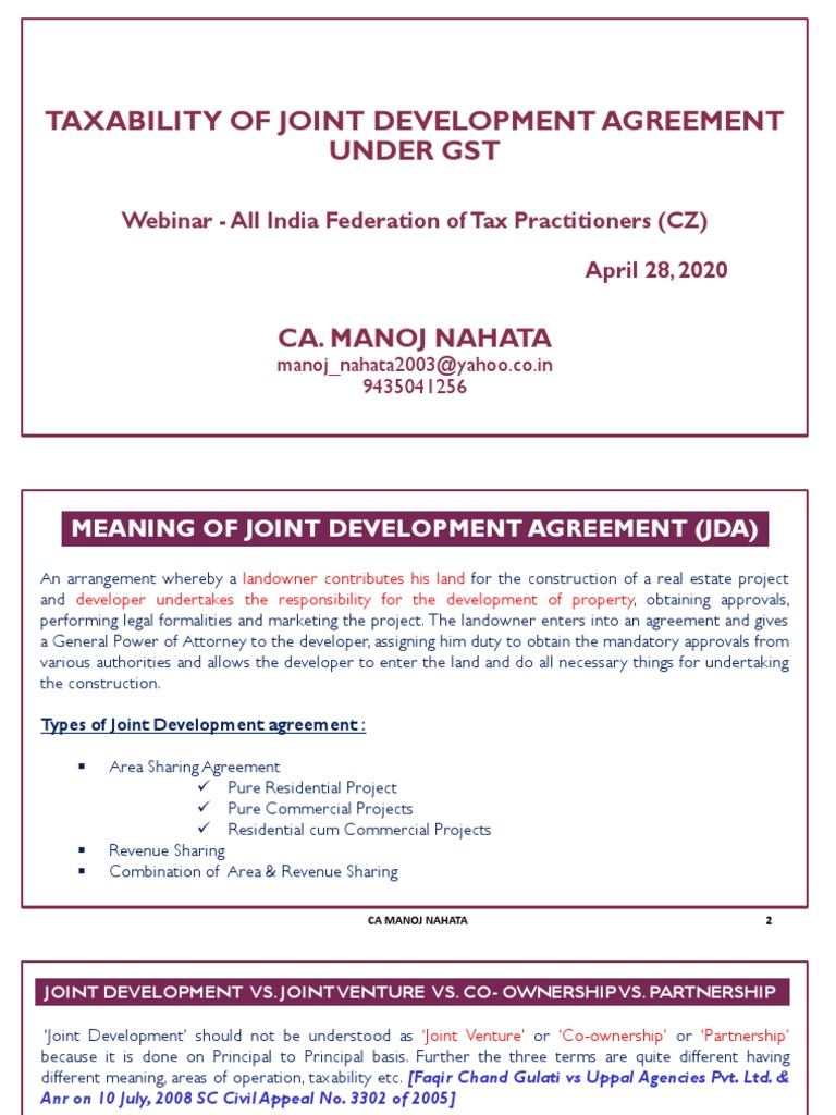 28 4 2020 Manoj Nahata Jda Taxability Under GST | PDF | Value Added Tax ...