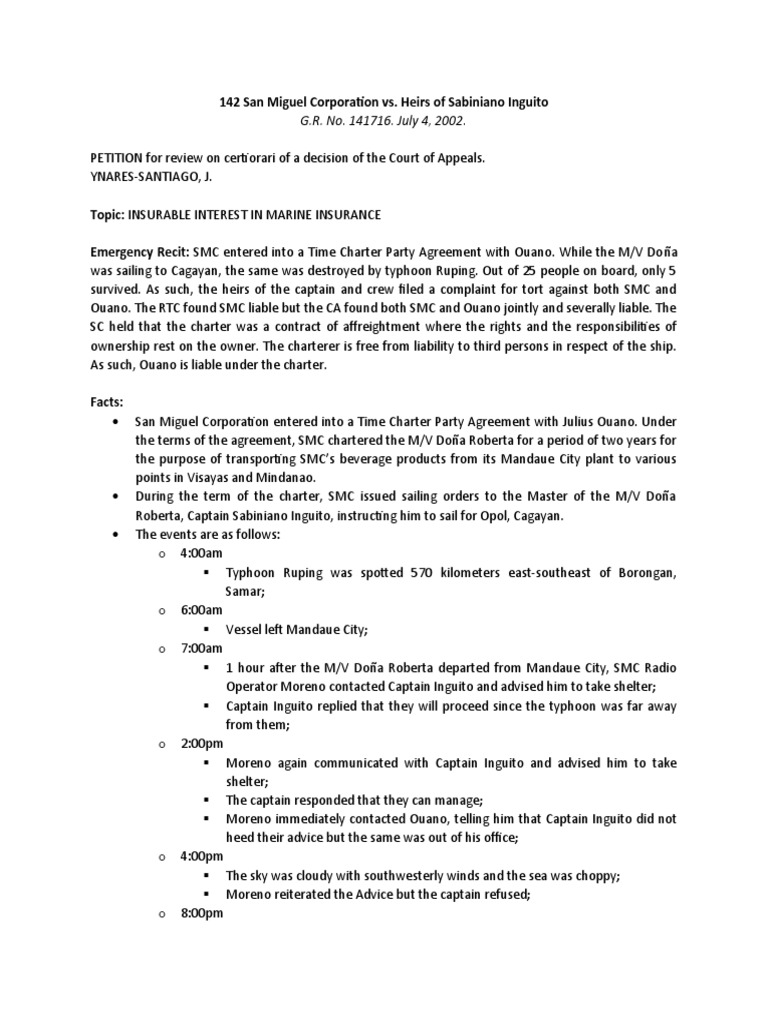 142 San Miguel Corporation vs. Heirs of Sabiniano Inguito: G.R. No ...