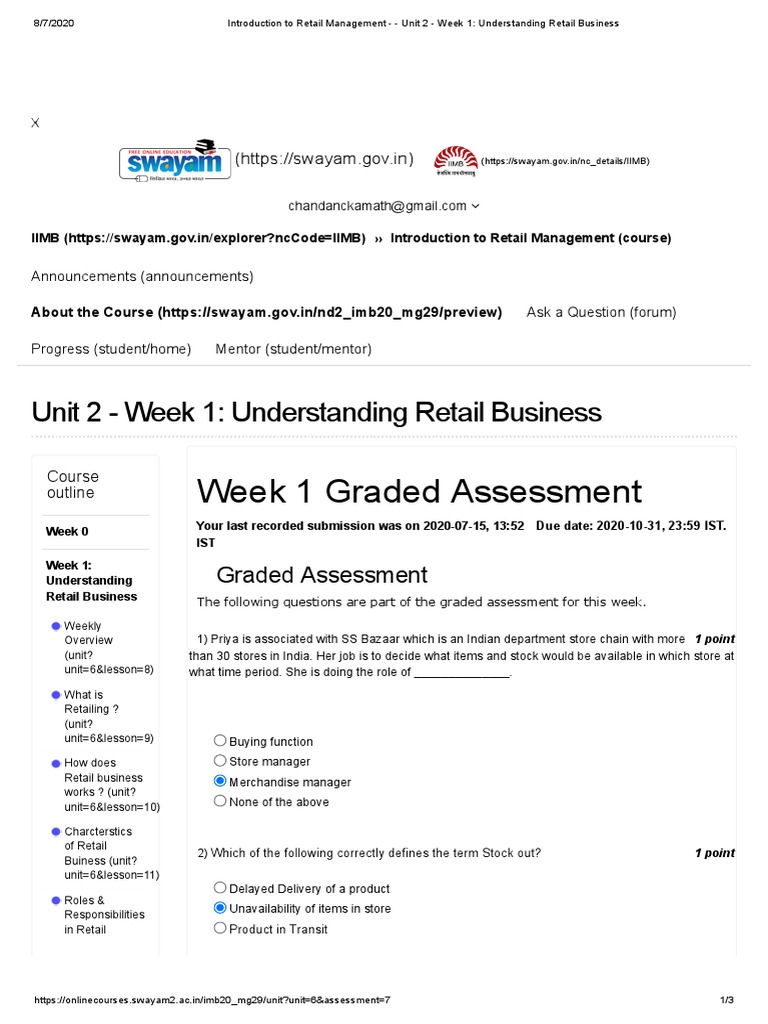 Introduction To Retail Management - Unit 2 - Week 1 - Understanding ...