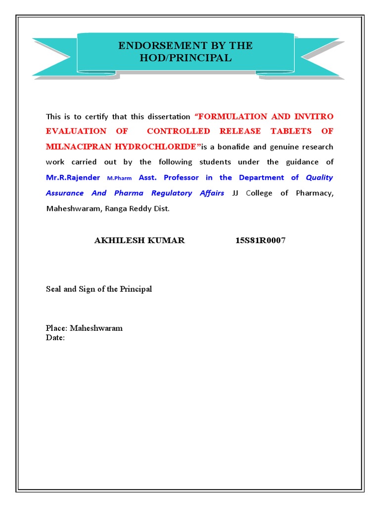 2 Endorsement by The HOD-Principal | PDF