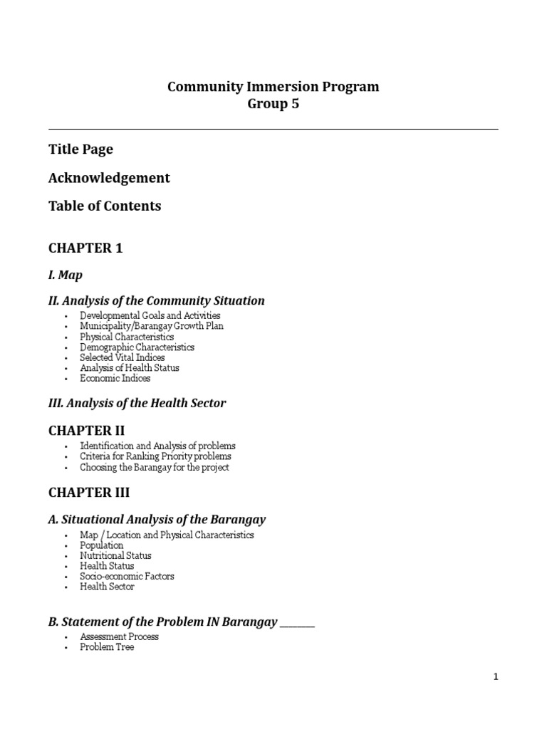 Community Immersion Program Format 1 | PDF