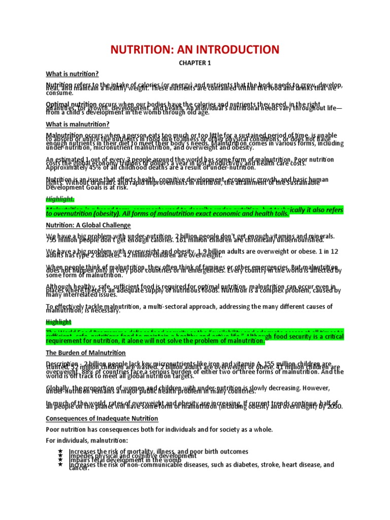 Nutrition An Introduction | PDF | Malnutrition | Human Nutrition