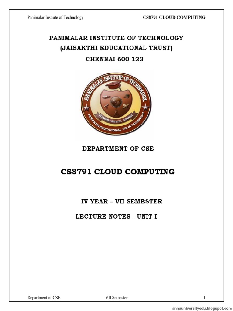 Cloud Computing All Unit Notes | PDF | Cloud Computing | Computer Cluster