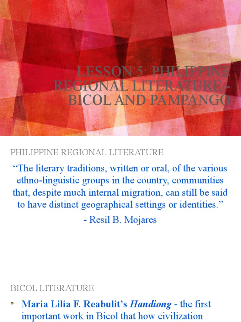 Lesson 5 Philippine Regional Literature - Bicol and Pampango | PDF ...