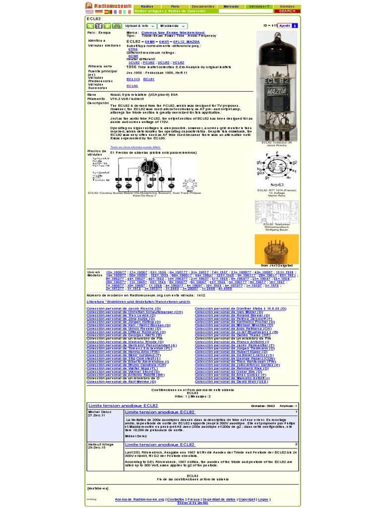 ECL 82, Tube ECL82 Válvula ECL 82 ID415, Triode-Beam Power | PDF ...