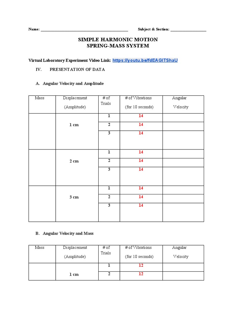 Simple Harmonic Motion Spring-Mass System | PDF | Velocity | Spacetime