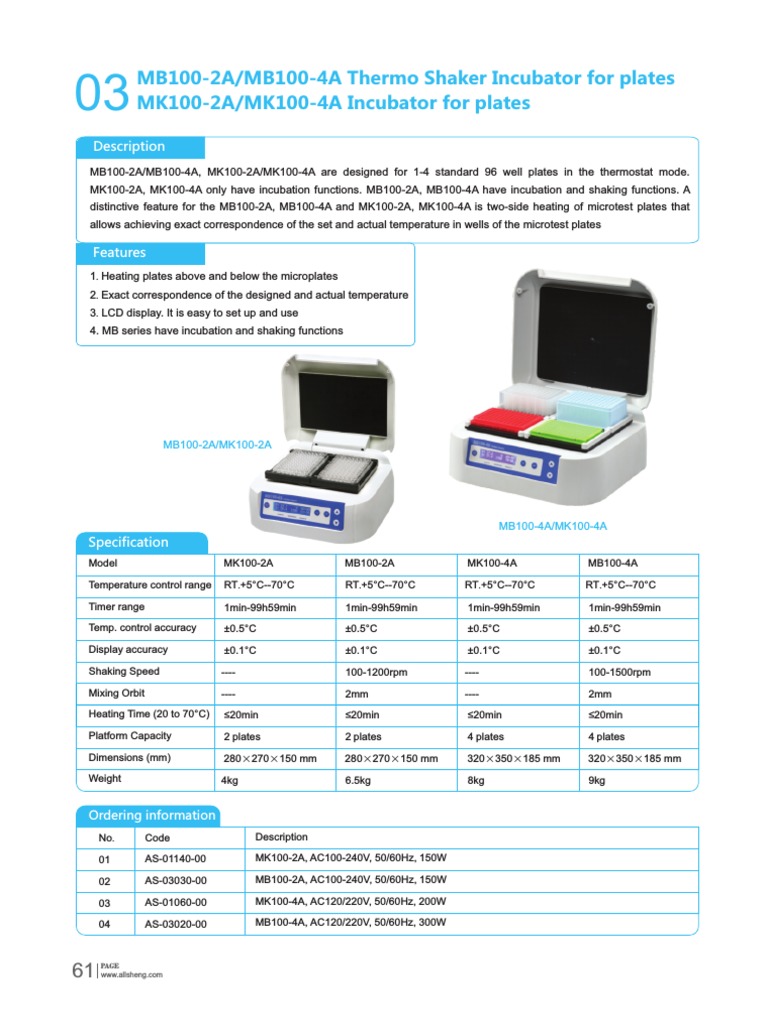 Microplate Shaker: MB100-2A/MB100-4A Thermo Shaker Incubator For Plates ...