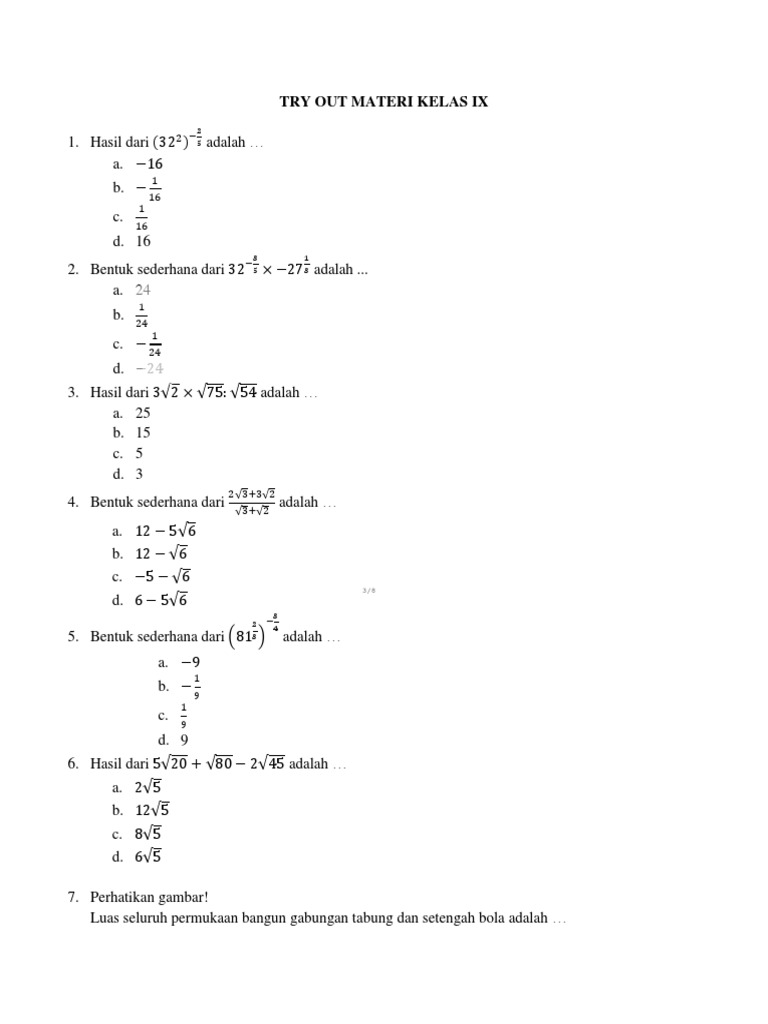 Try Out Materi Kelas Ix | PDF