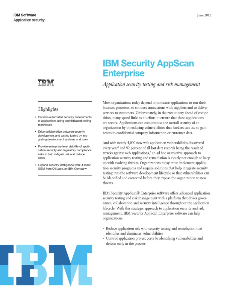 Data Sheet Appscan Enterprise | PDF | Vulnerability (Computing ...