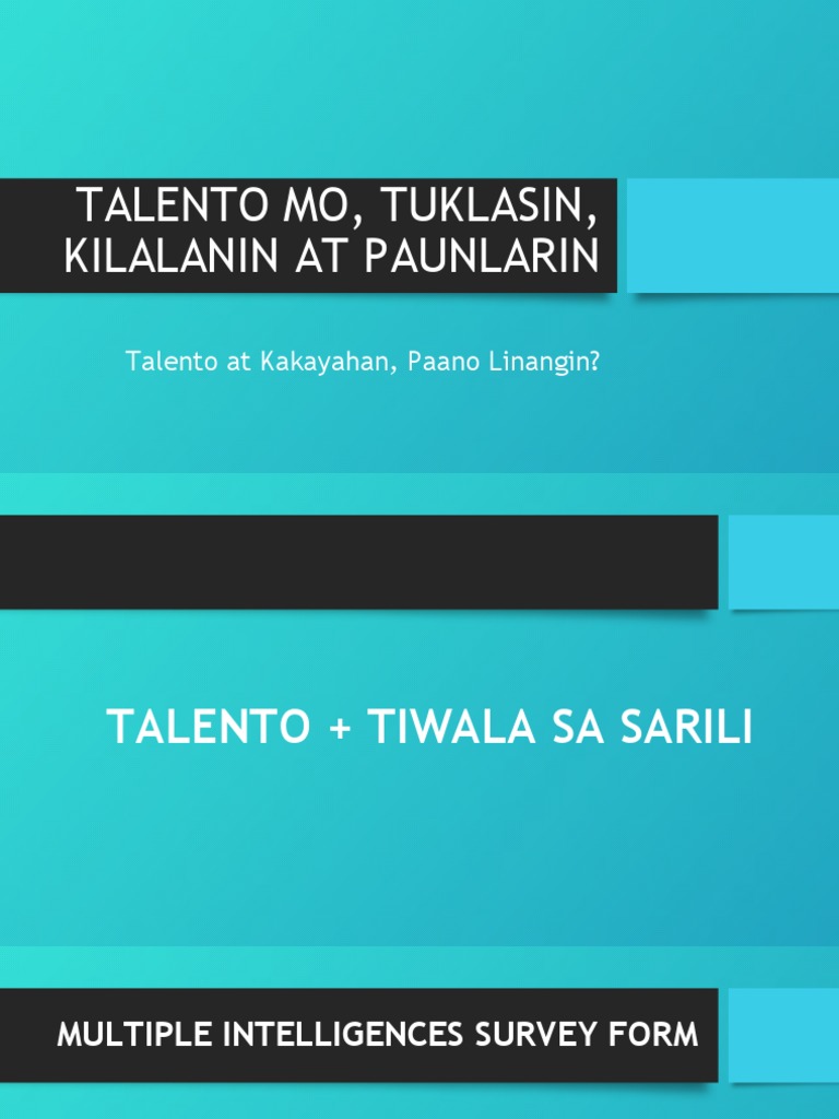 Talento Mo, Tuklasin, Kilalanin at Paunlarin | PDF