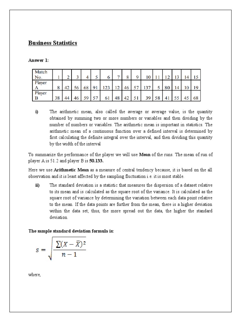 Business-Statistics Set 2 | PDF | Mean | Standard Deviation