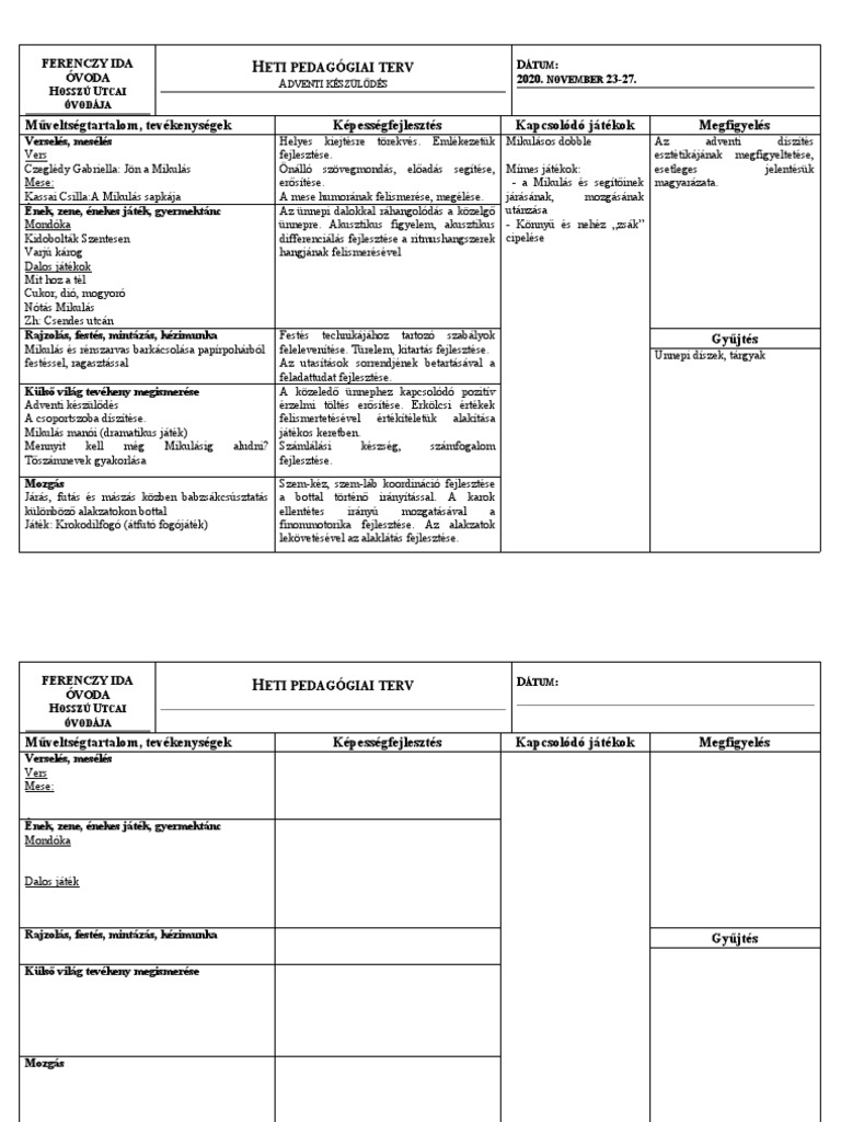 HETI TERV 2 Tél Csengői Csengenek | PDF