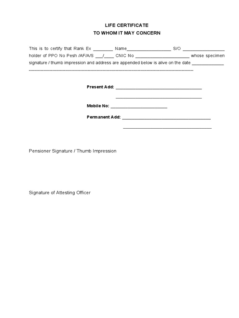 (705341413) Life Certificate | PDF