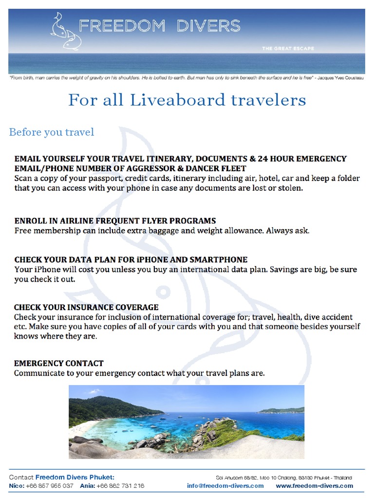 Contact Freedom Divers Phuket Info | PDF