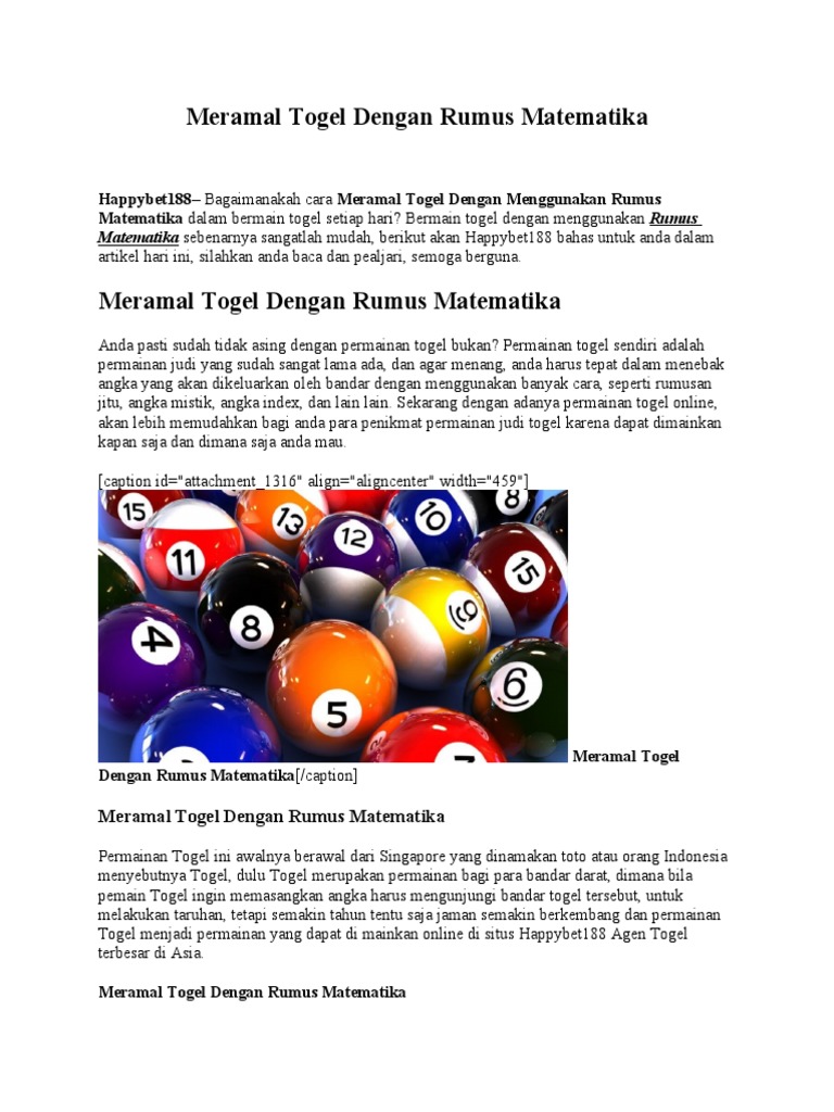 Meramal Togel Dengan Rumus Matematikadocx PDF Free | PDF