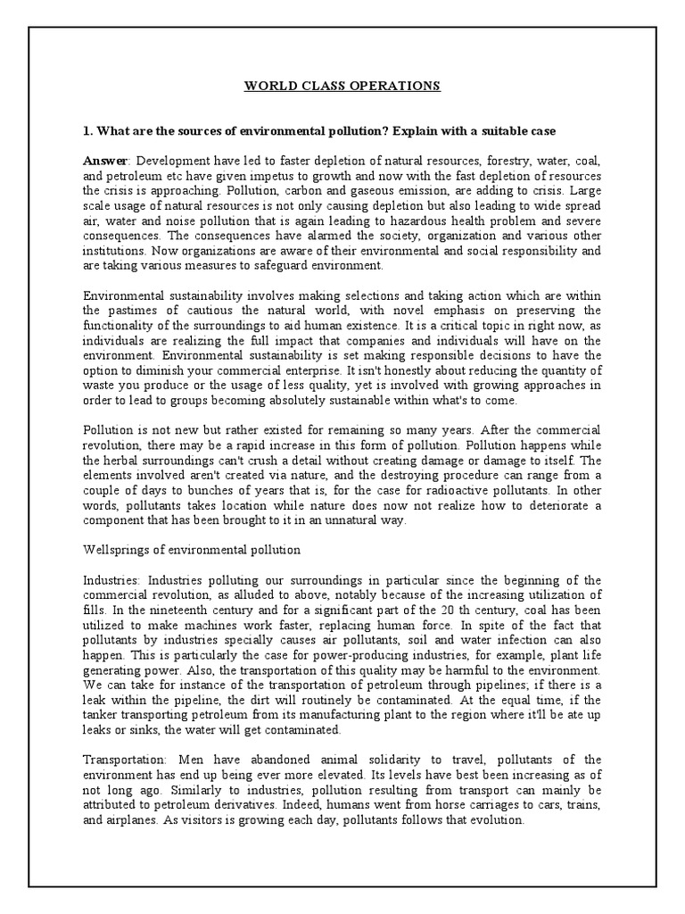 World Class Operations | PDF | Benchmarking | Pollution