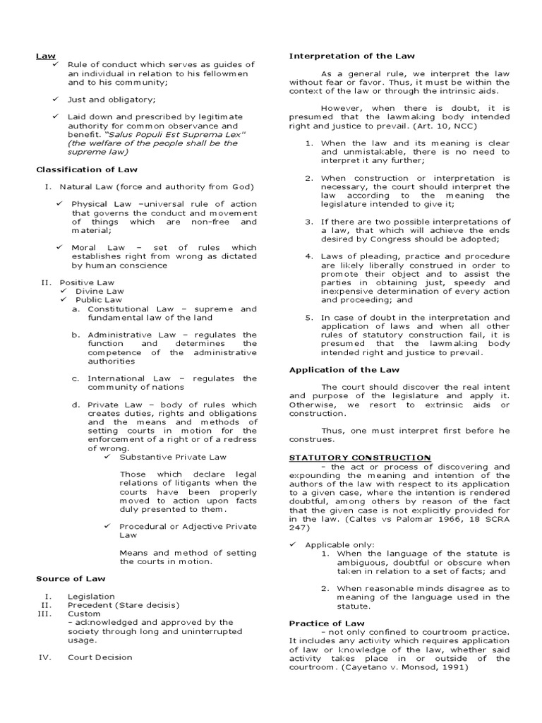 Overview of Civil Laws and Procedure | PDF | Statutory Interpretation ...