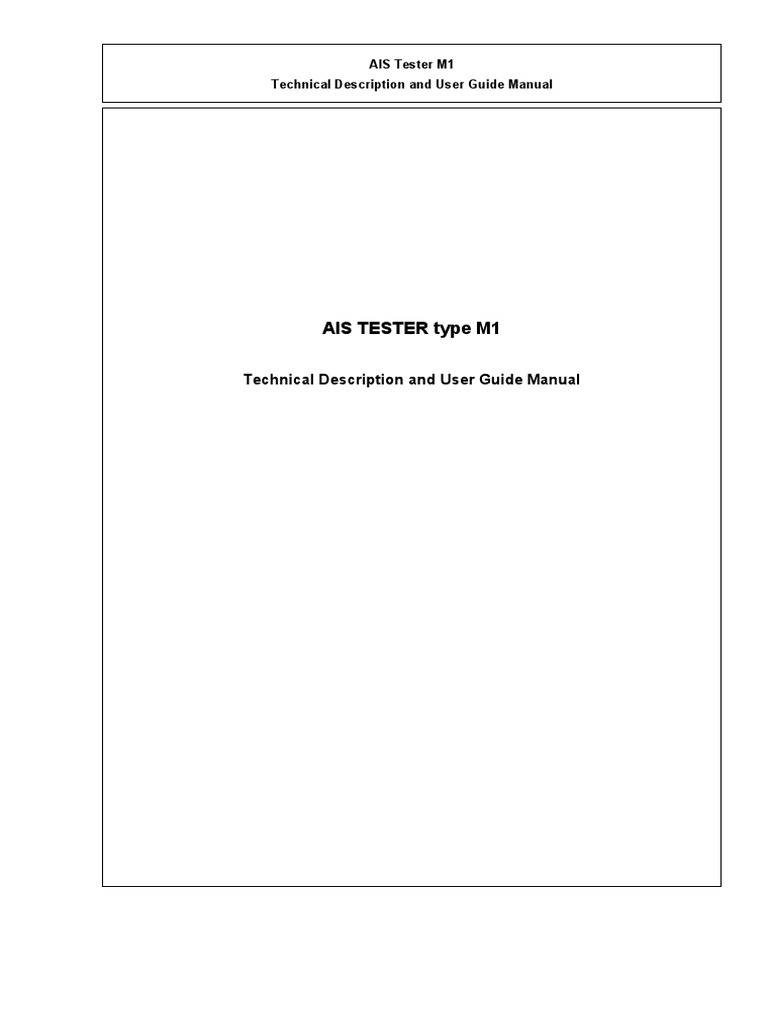 Ais Tester Type M1: Technical Description and User Guide Manual | PDF ...