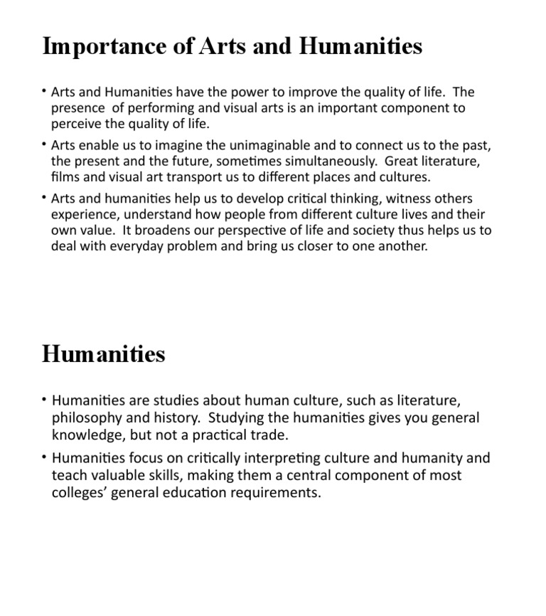 Importance of Arts and Humanities | PDF