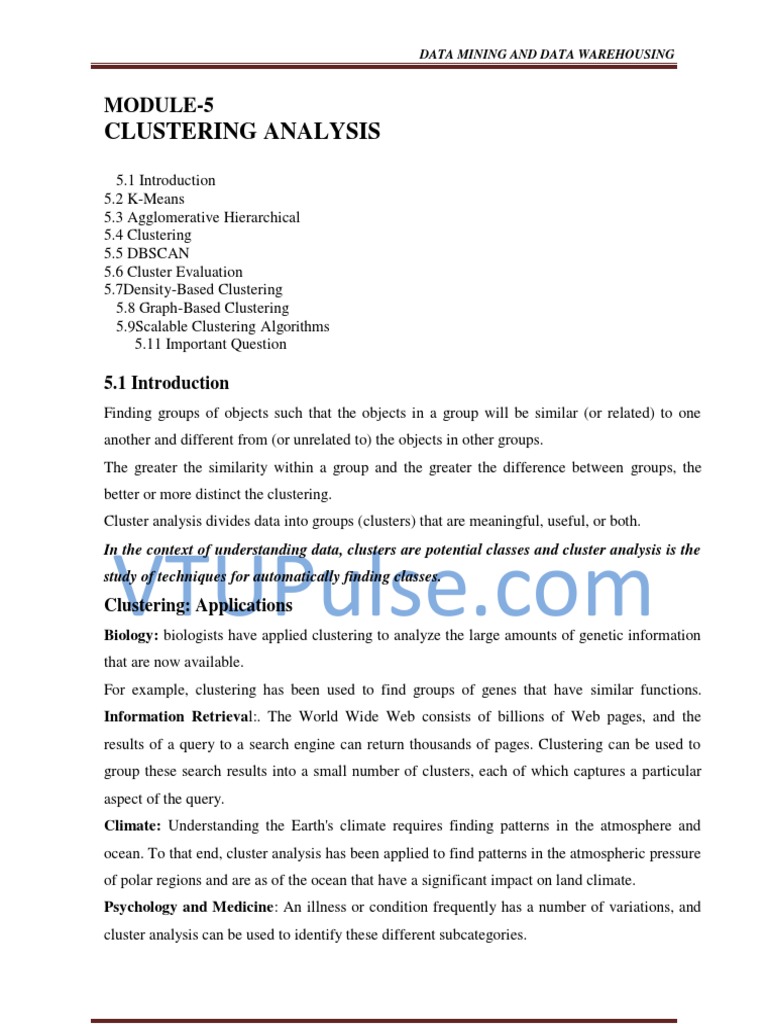 DMDW 5th Module | PDF | Cluster Analysis | Matrix (Mathematics)