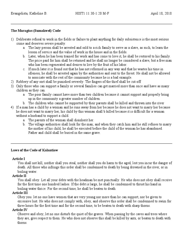Overview of the Maragtas and Kalantiaw Codes | PDF