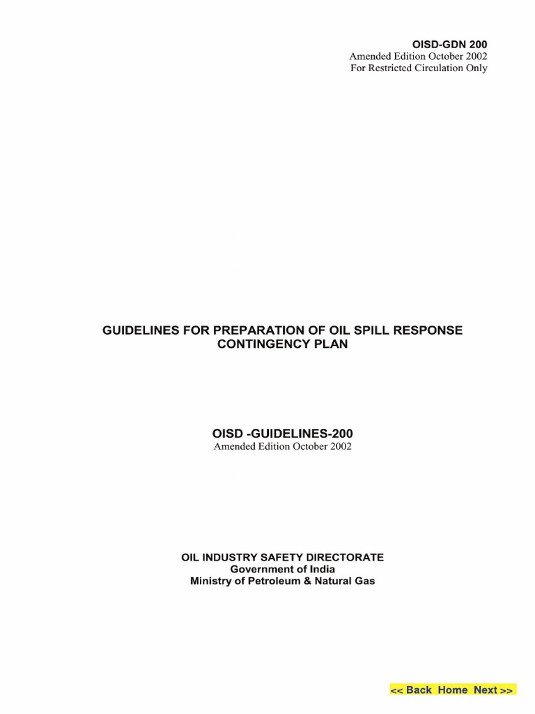 Oil Spill Response Contingency Plan Guidelines | PDF | Oil Spill | Emulsion