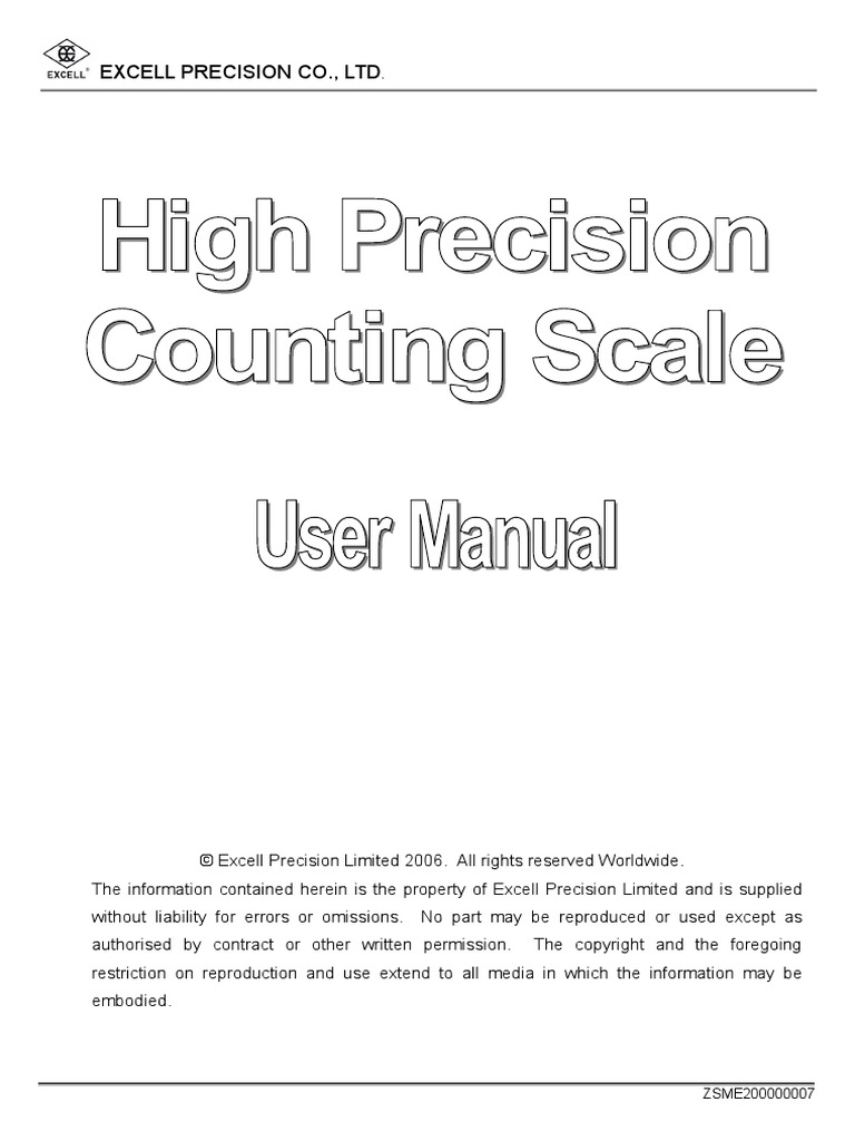 Excell Precision Weighing Scale Manual de Usuario Indicador | PDF ...
