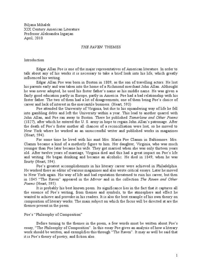 Raven - Themes | PDF | The Raven | Edgar Allan Poe