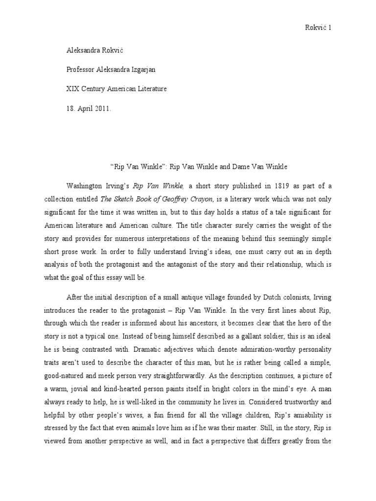 Rip Van Winkle Analysis | PDF | Rip Van Winkle | Liberty