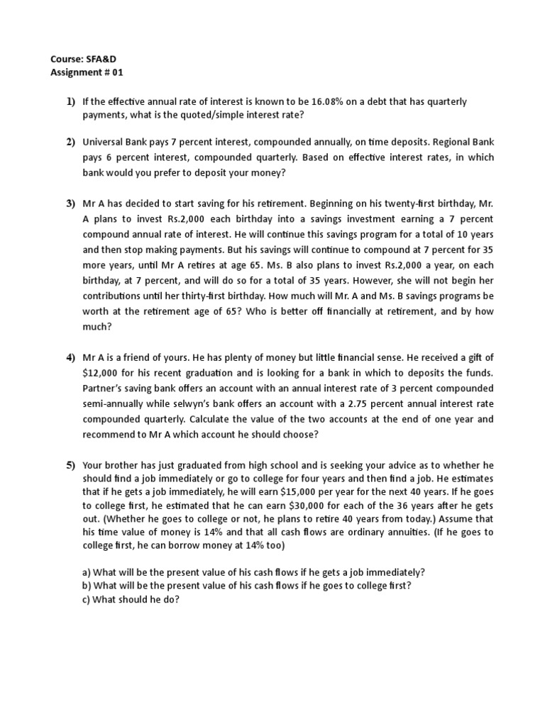 Assignment 1 Tvm Bonds Stock Pdf Bonds Finance Interest 