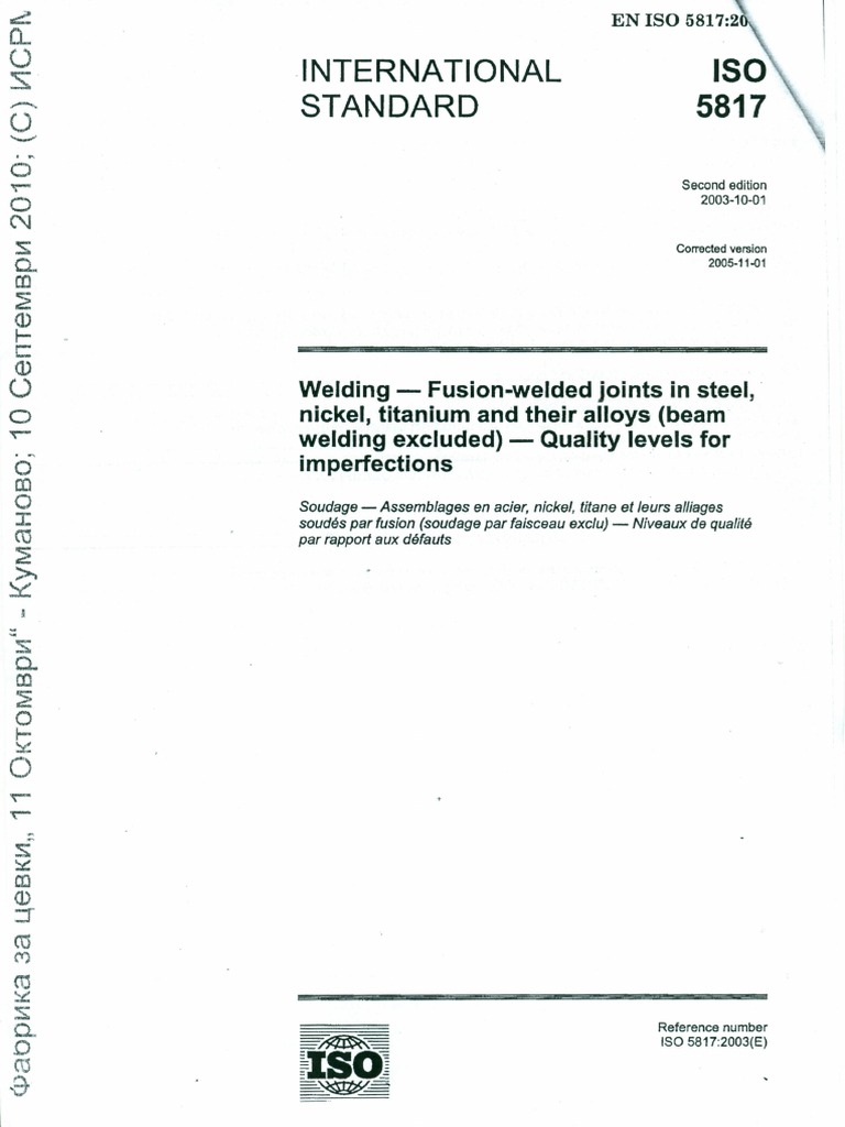 En ISO 5817-2007-Nivoa Na Kvalitet | PDF | Nondestructive Testing ...
