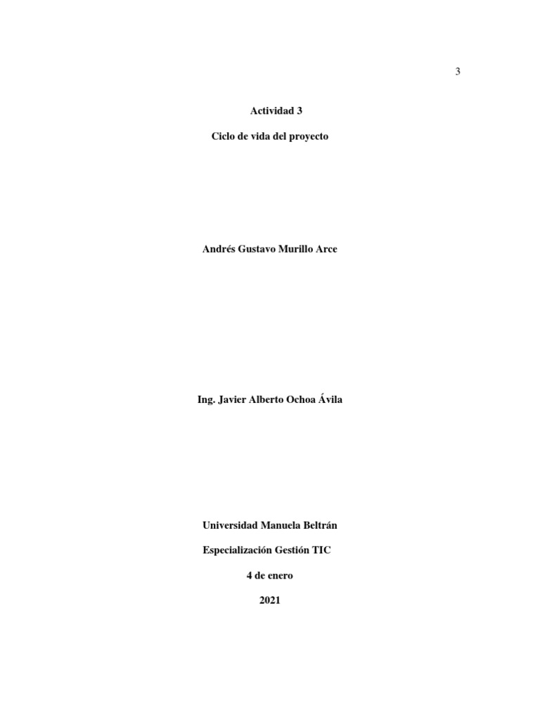 Actividad 1 Ciclo De Vida Del Proyecto Pdf Planificación Servidor