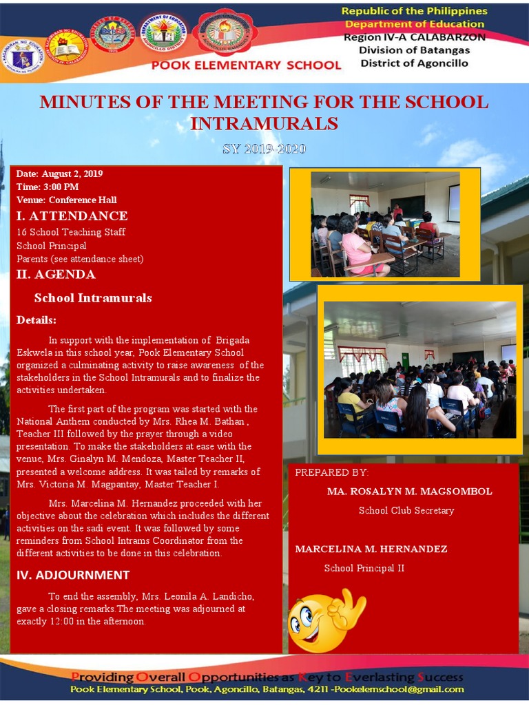 School Intramurals Meeting Minutes 2019 | PDF
