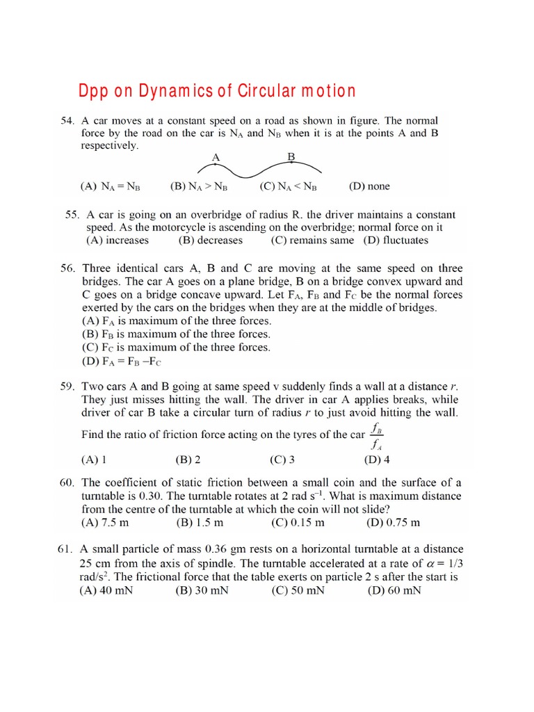 DPP On Dymnamics of Circular Motion | PDF