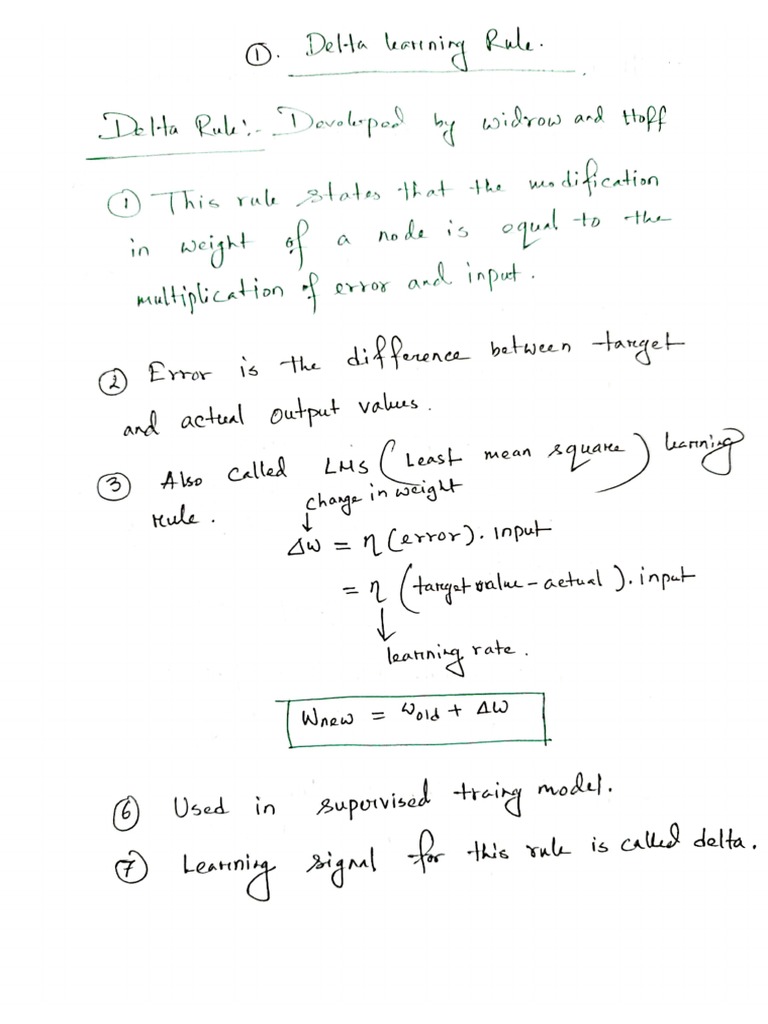Delta Learning Rule | PDF