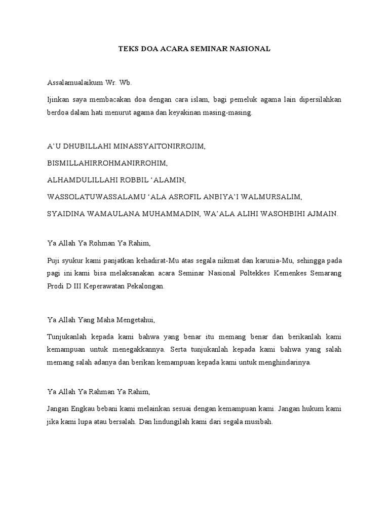 Teks Doa Acara Seminar Nasional | PDF