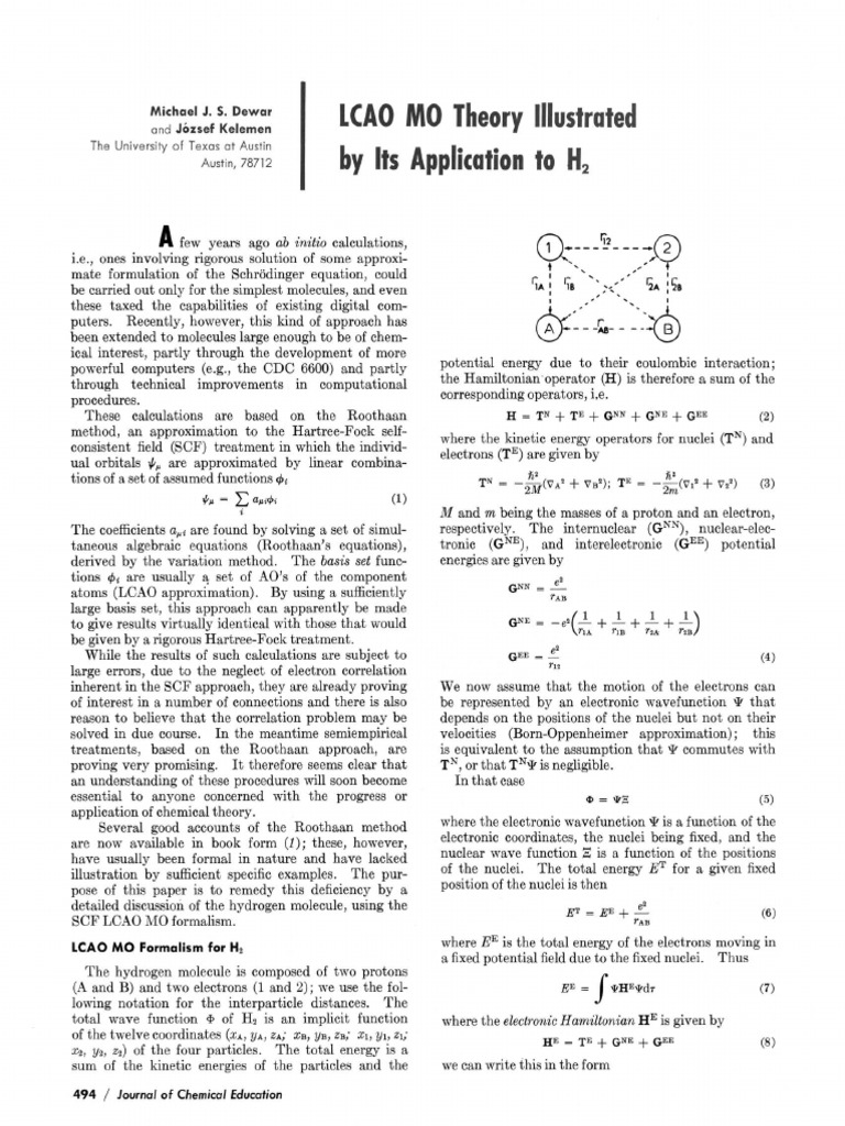LCAO MO Theory for Hydrogen Molecule | PDF | Chemical Bond | Atomic Orbital