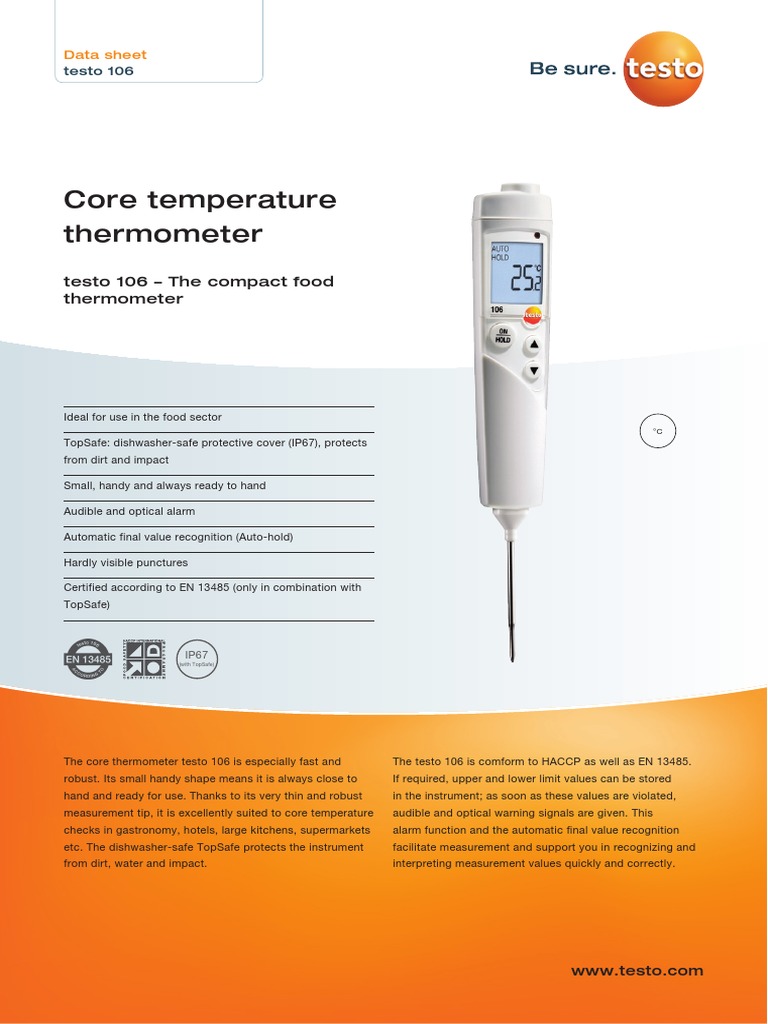 Core Temperature Thermometer: Testo 106 - The Compact Food Thermometer ...