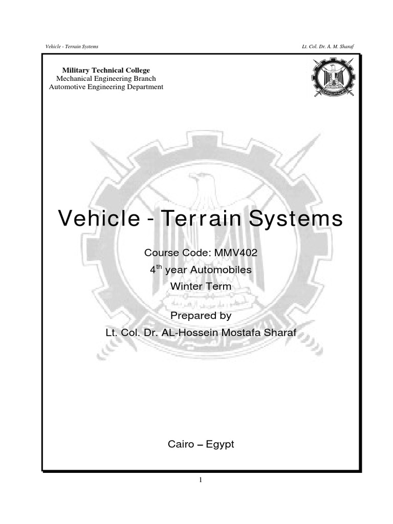 Vehicle - Terrain Systems | PDF | Strength Of Materials | Density
