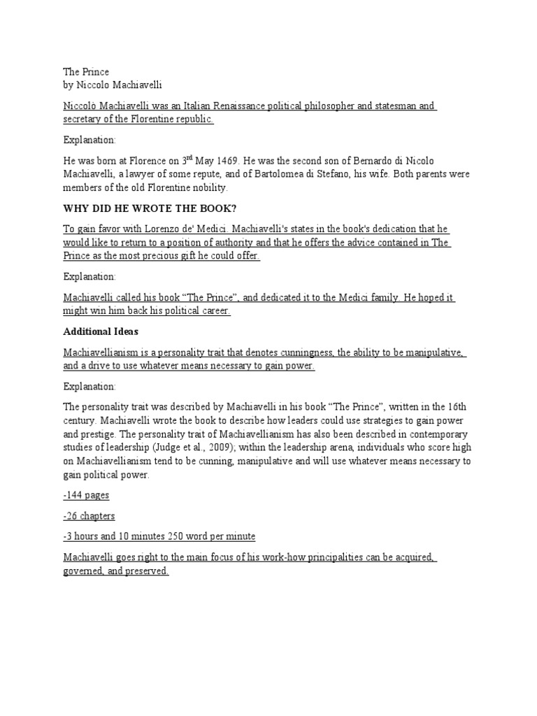 Why Did He Wrote The Book? | PDF | The Prince | Niccolò Machiavelli