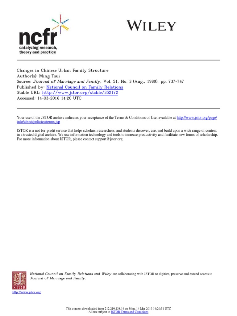 Changes in Chinese Urban Family Structure | PDF | Family | Survey ...