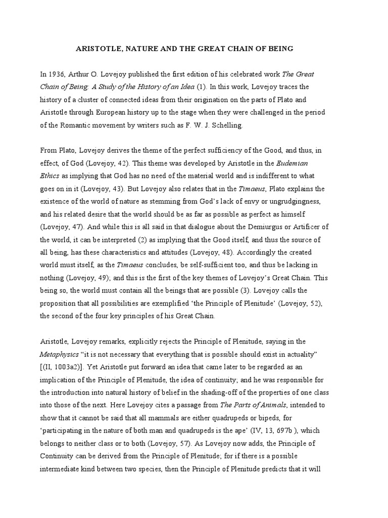 Aristotle Great Chain | PDF | Aristotle | Reason