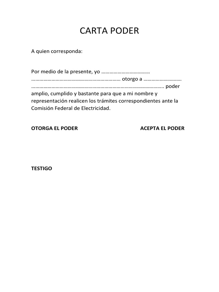 Carta Poder Cfe | PDF