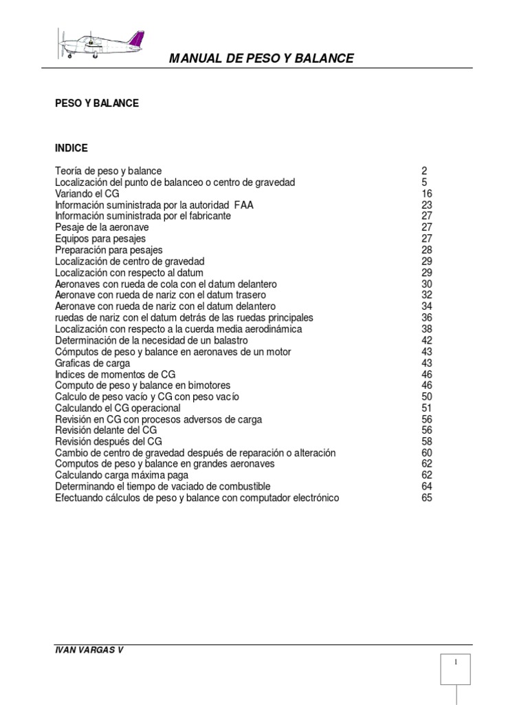 Manual de Peso y Balance de Aeronaves | PDF | Avión | Aeronave