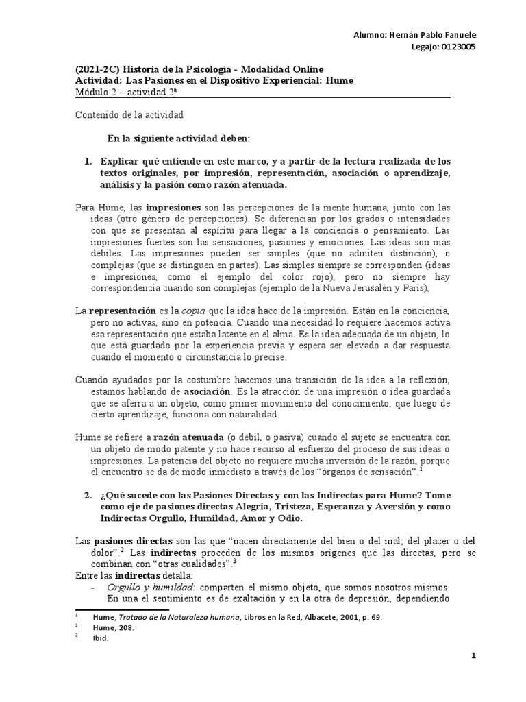 Actividad 2 - Modulo 2 | Descargar gratis PDF | David Hume | Amor